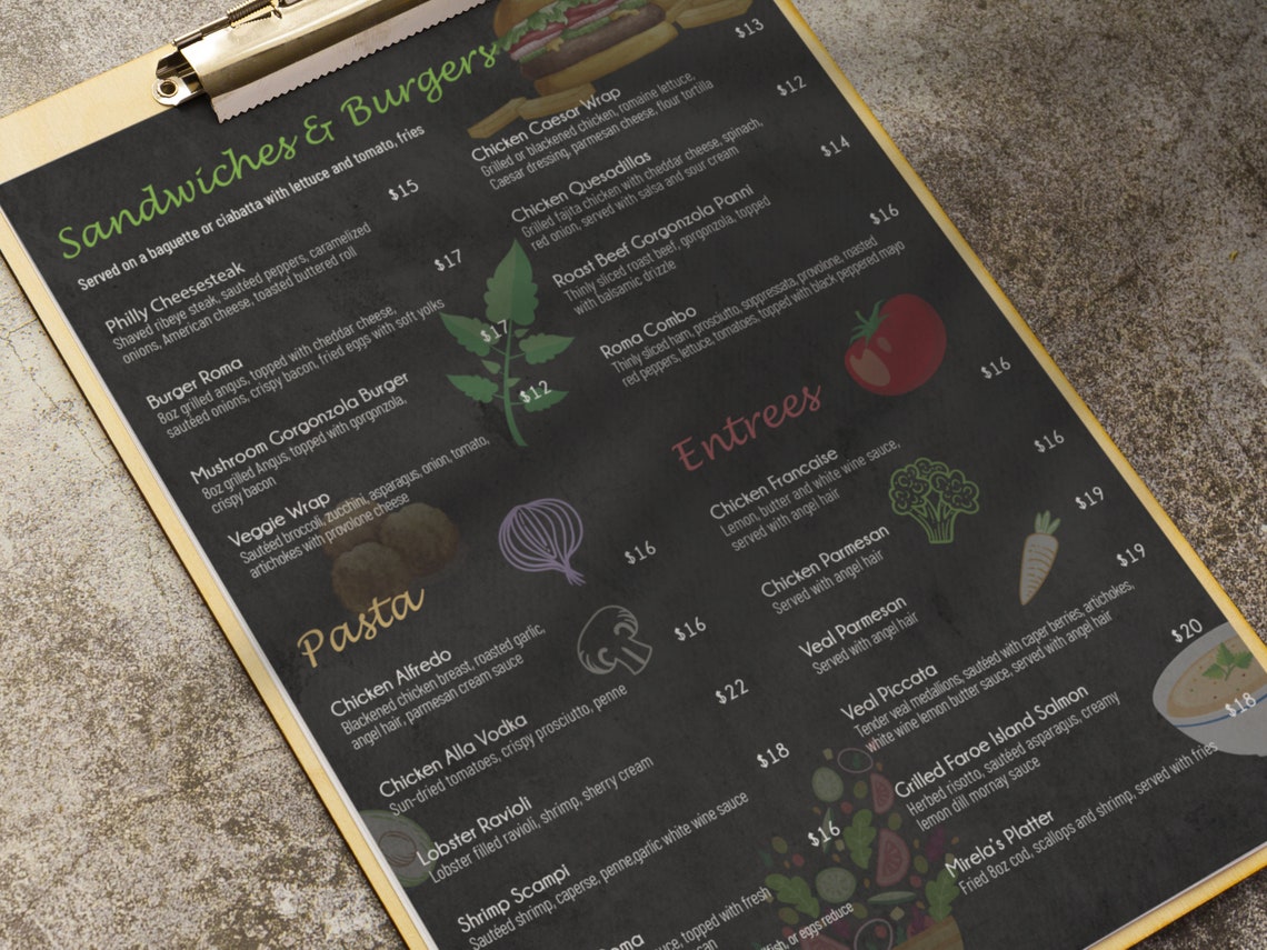 Editable Burger Restaurant Menu Design, Canva Menu Template, Word ...