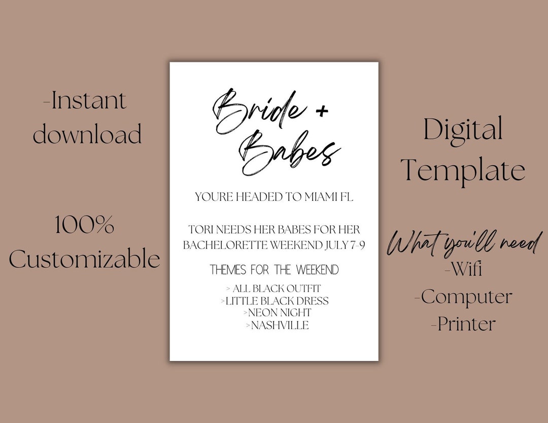 Bachelorette Weekend Invitation | Template | Instant Download - Etsy