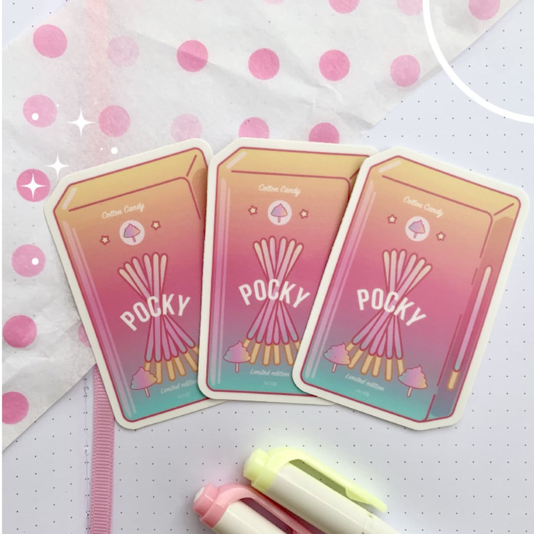 Pocky cotton candy sticker, glossy vinyl sticker. - Etsy España