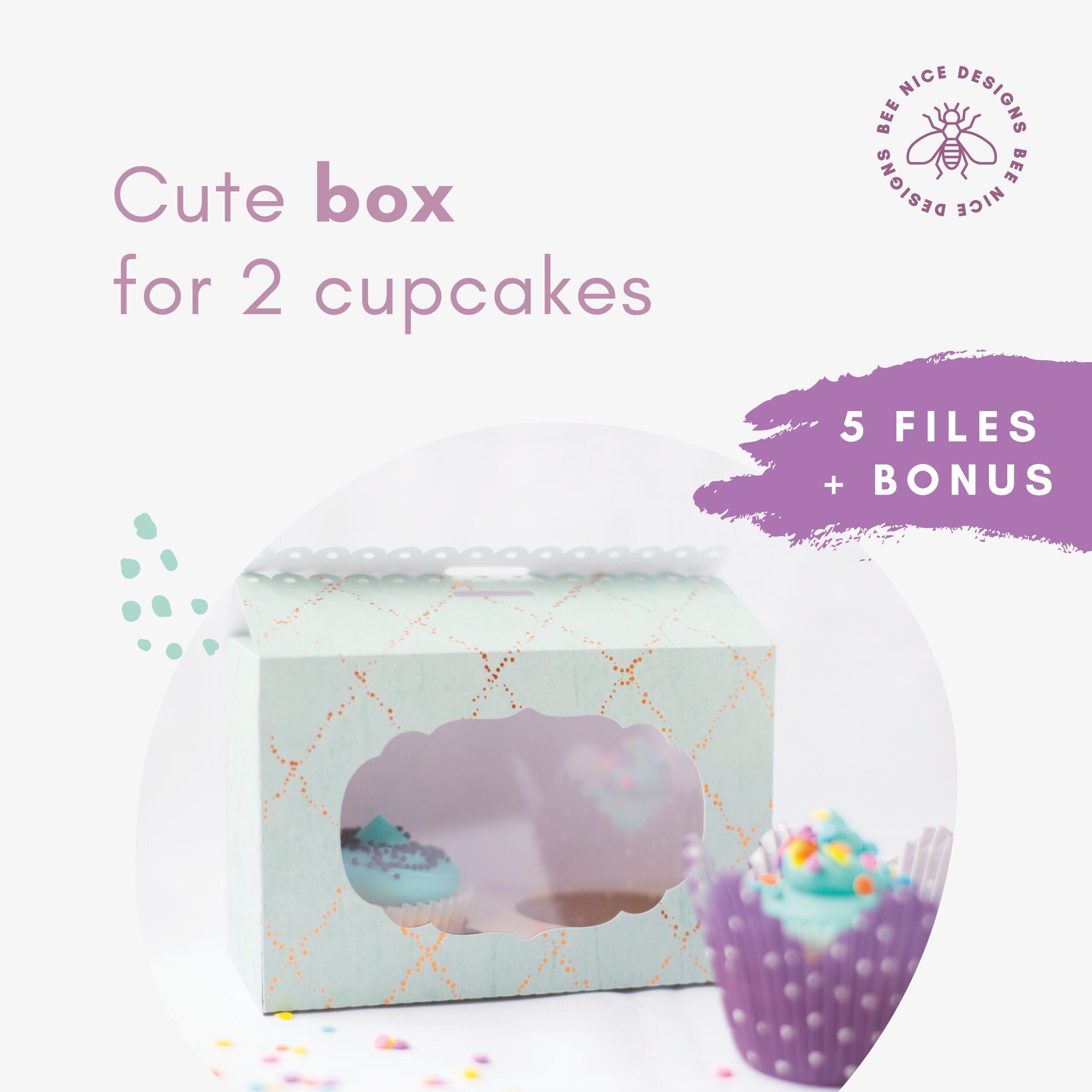 Cupcakes Box Template 5 Files - Etsy UK