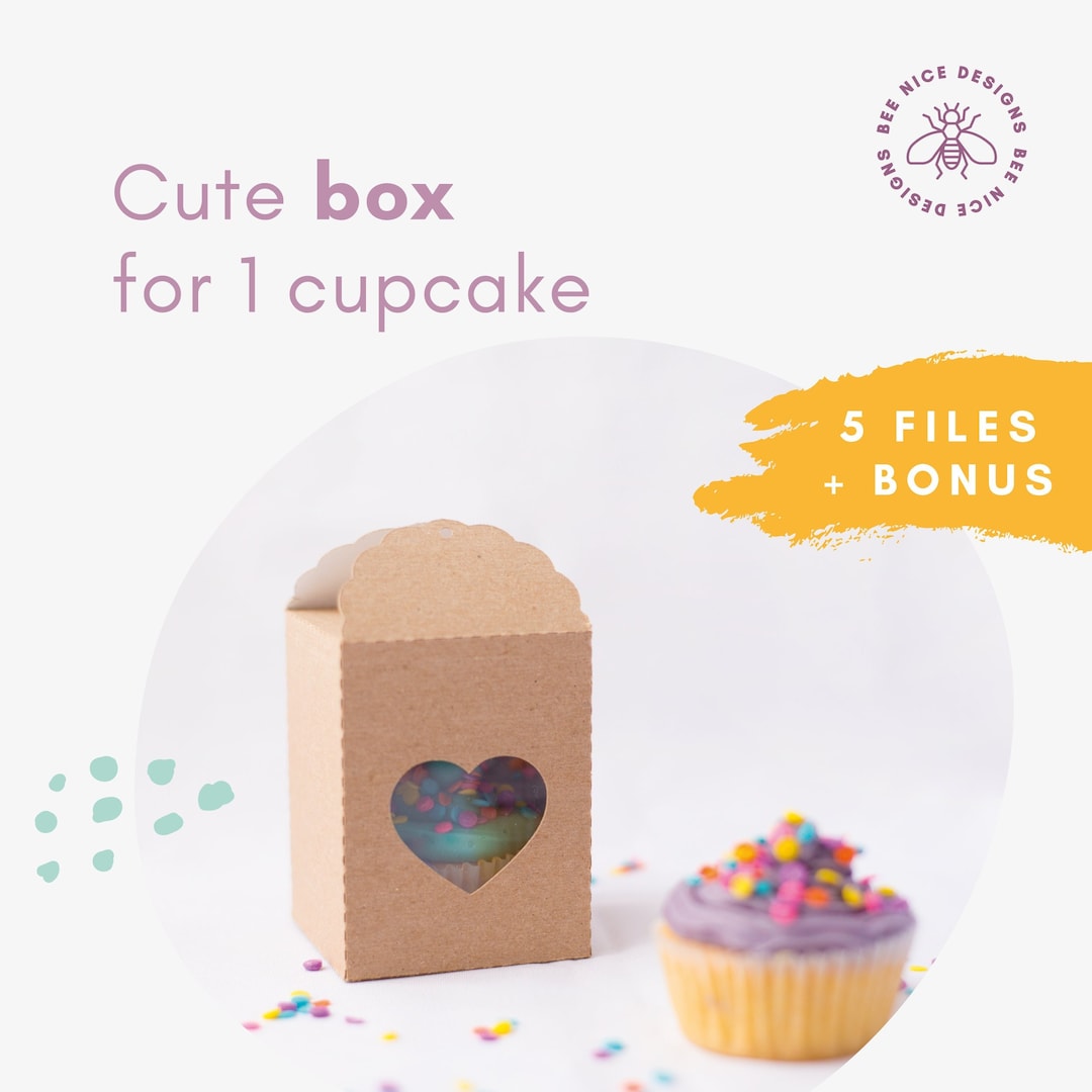 Cute Box for Cupcake Template 5 Files - Etsy