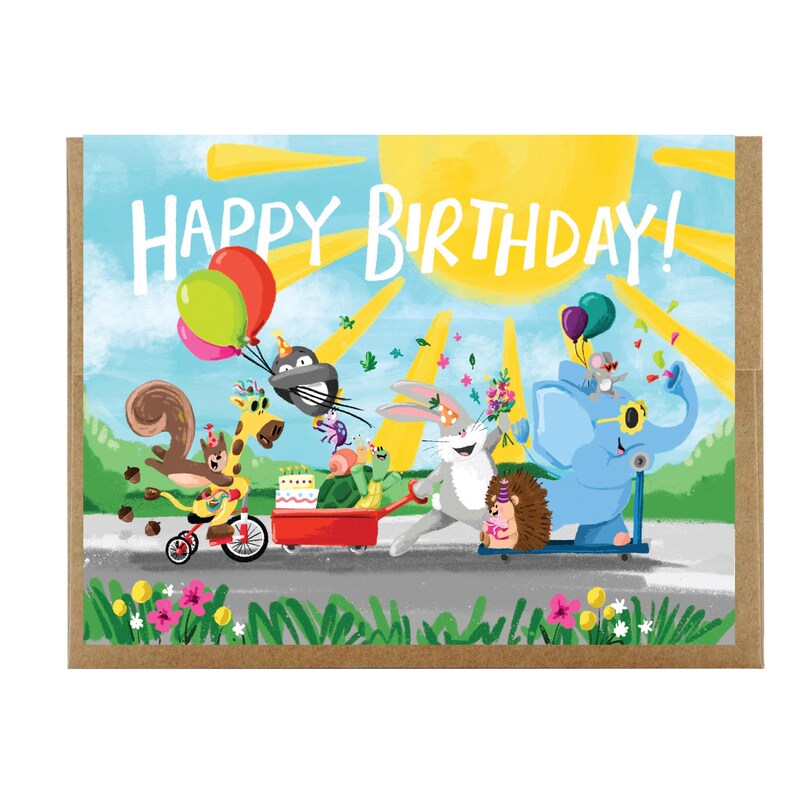 Happy Birthday Card With Animals - Etsy