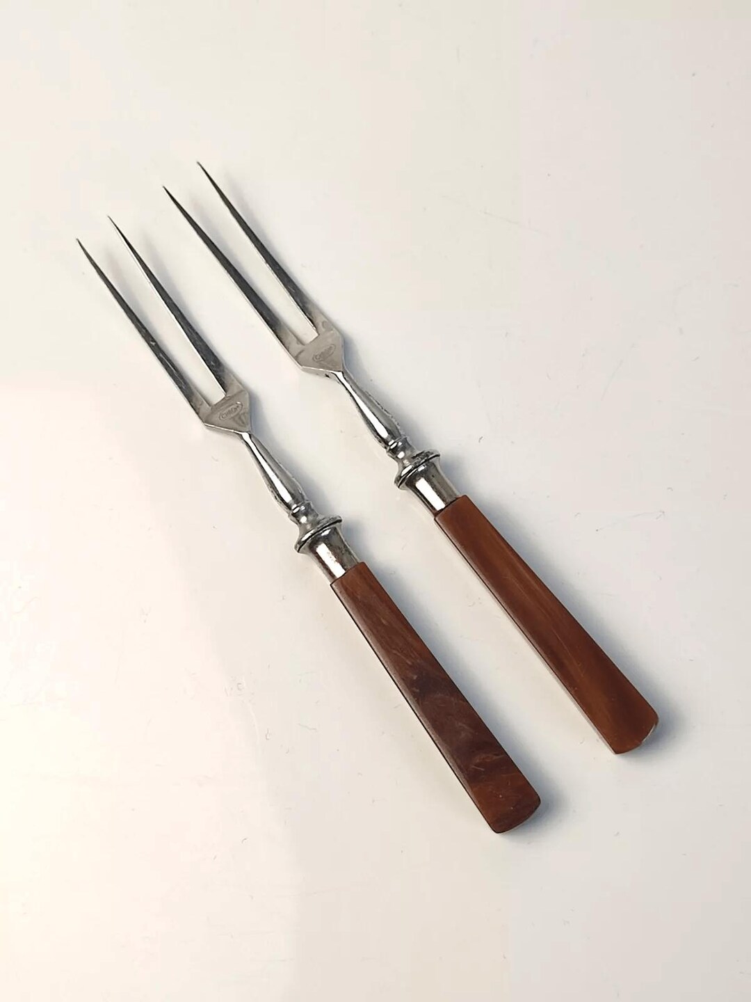 Vintage Meat Forks Set – Bakelite Handle – Germany – Art Deco Carving ...