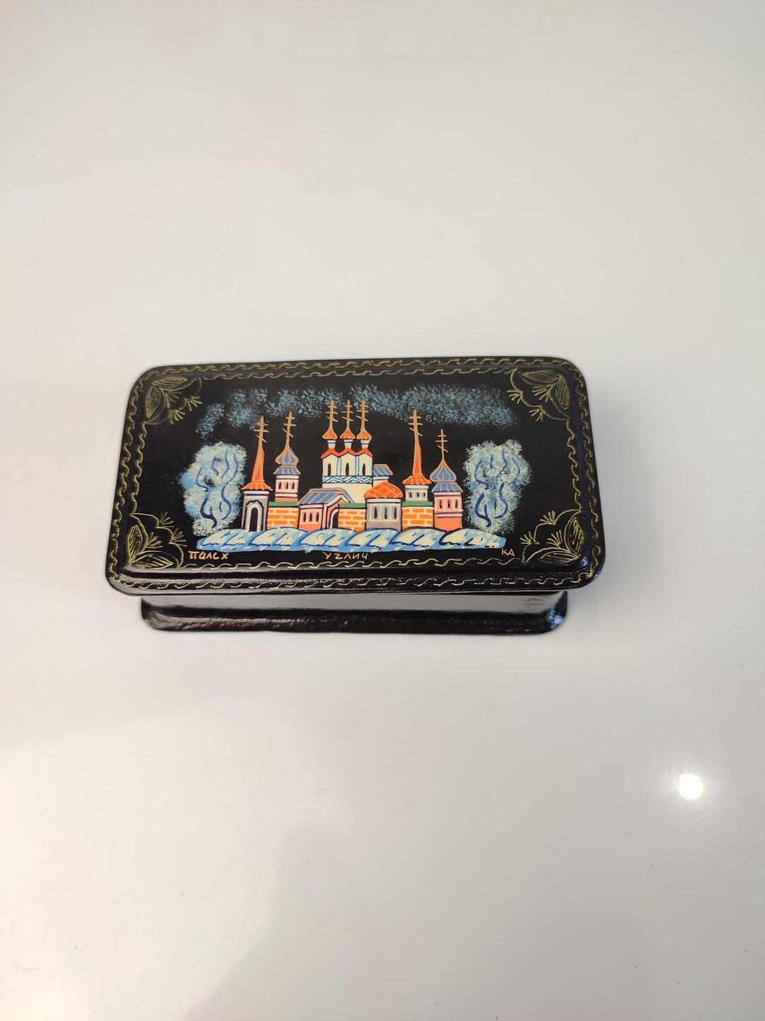 Vintage Russian Palekh Hand Painted Lacquer Box Paleh Jewelers Box ...