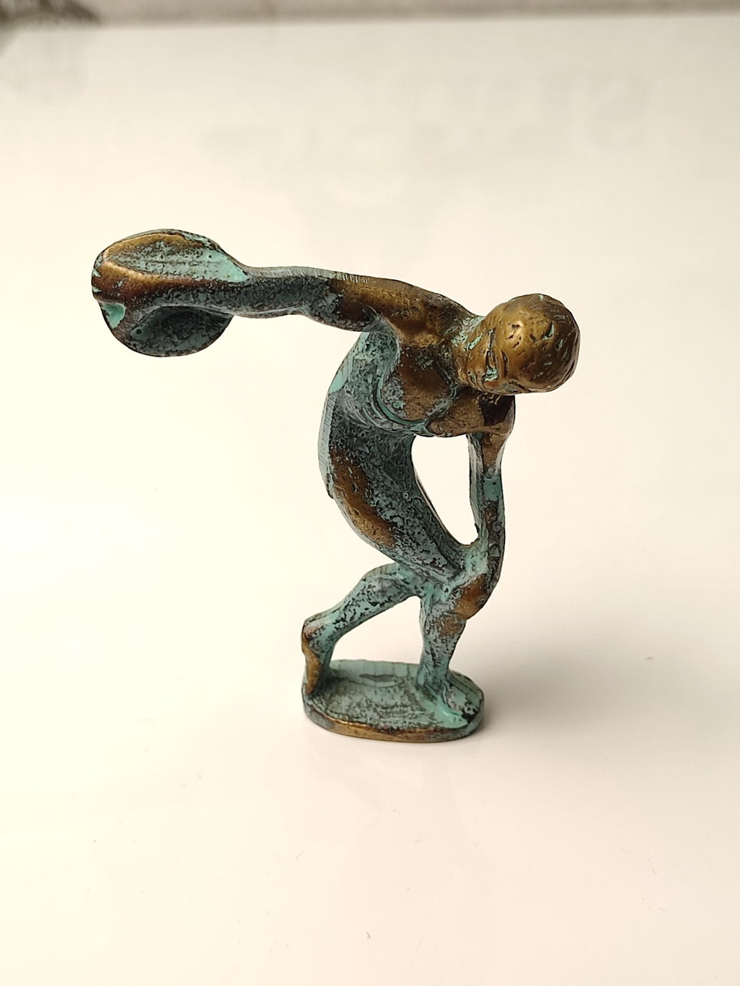 Antique Bronze Spelter Discobolus Statue Disc Thrower Ancient Greek ...