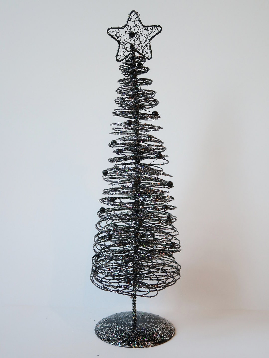 Vintage Glitter Black Metal Wire Christmas Tree Decor - Etsy