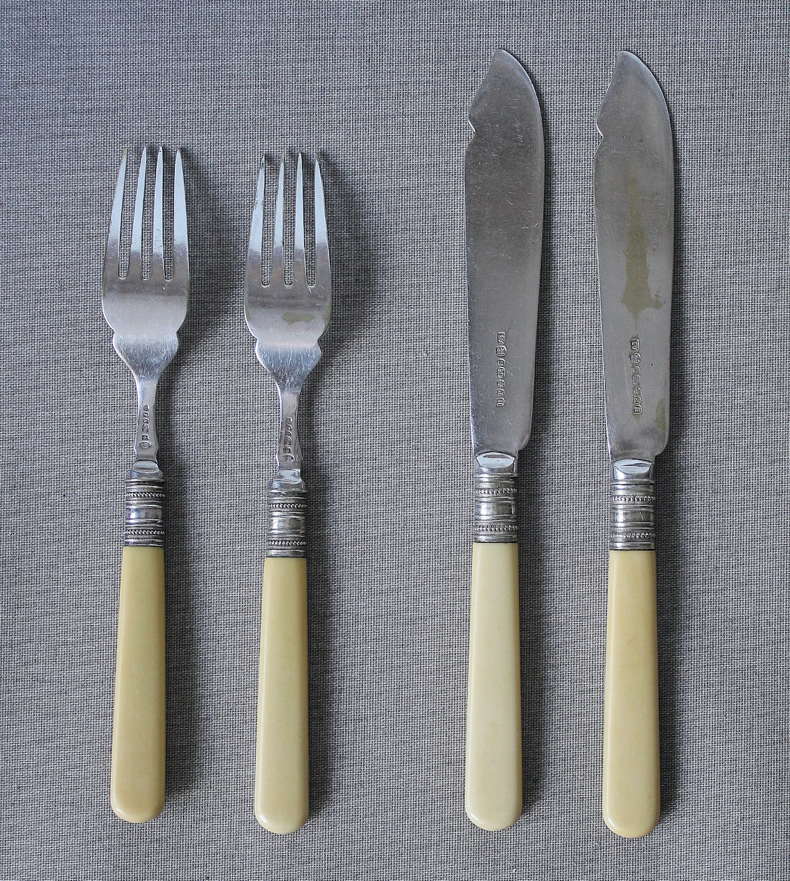 Antique H.F & Co. Silver Plated 2 Forks and Knives Set Vintage Cutlery ...