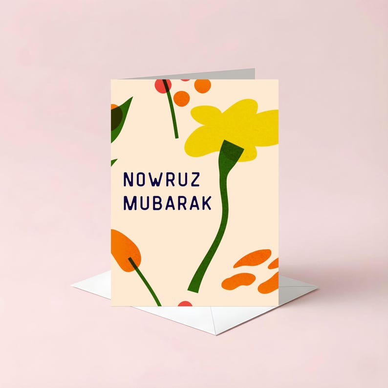 Nowruz Mubarak Card, Minimalist Yellow Flower Greeting (digital ...