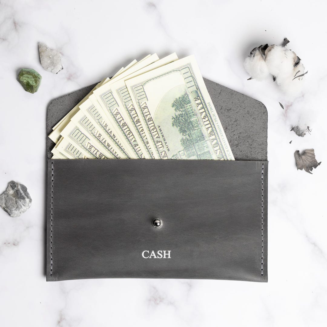 Leather Cash Stuffing Wallet, Money Envelope, Wallet Pouch for Savings ...