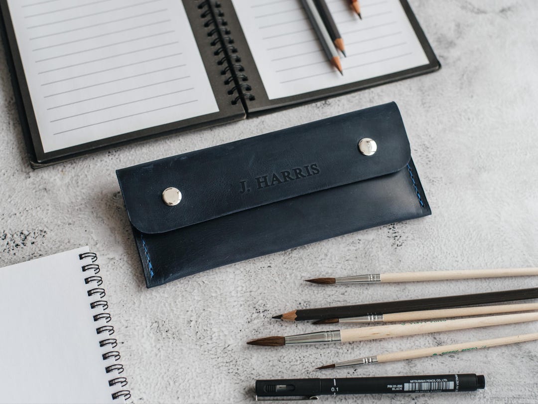 Custom Pencil Pouch, Leather Pen Case, Personalized Students Pen Holder ...