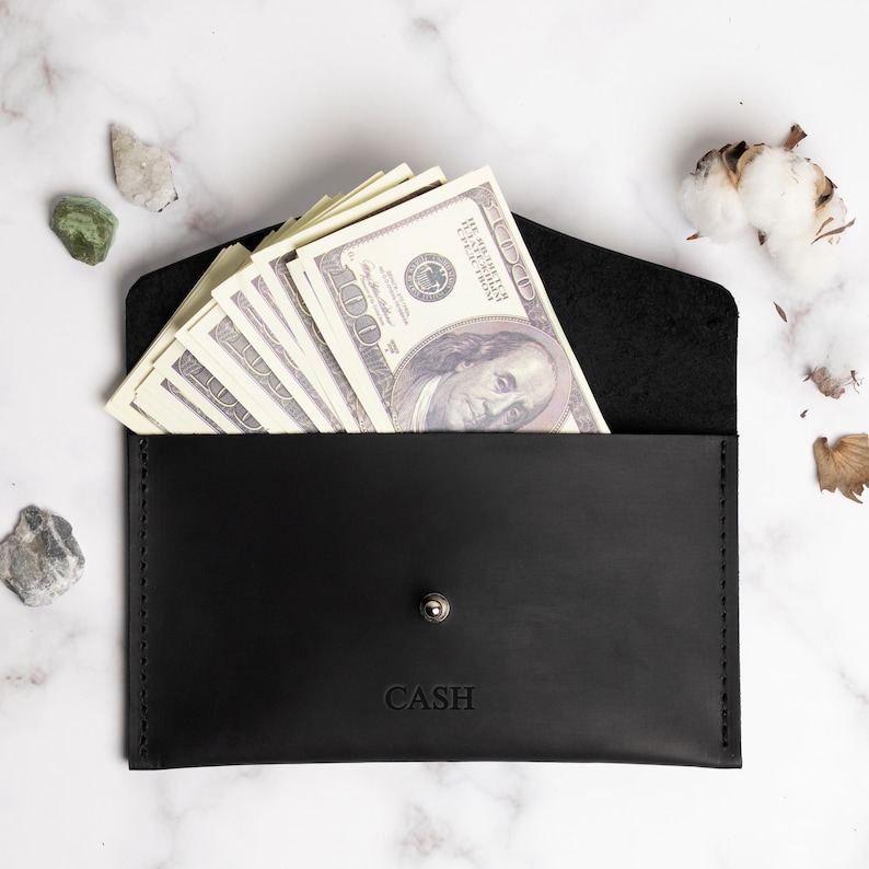 Leather Cash Envelope, Personalized Cash Pouch for Birthday Greeting ...