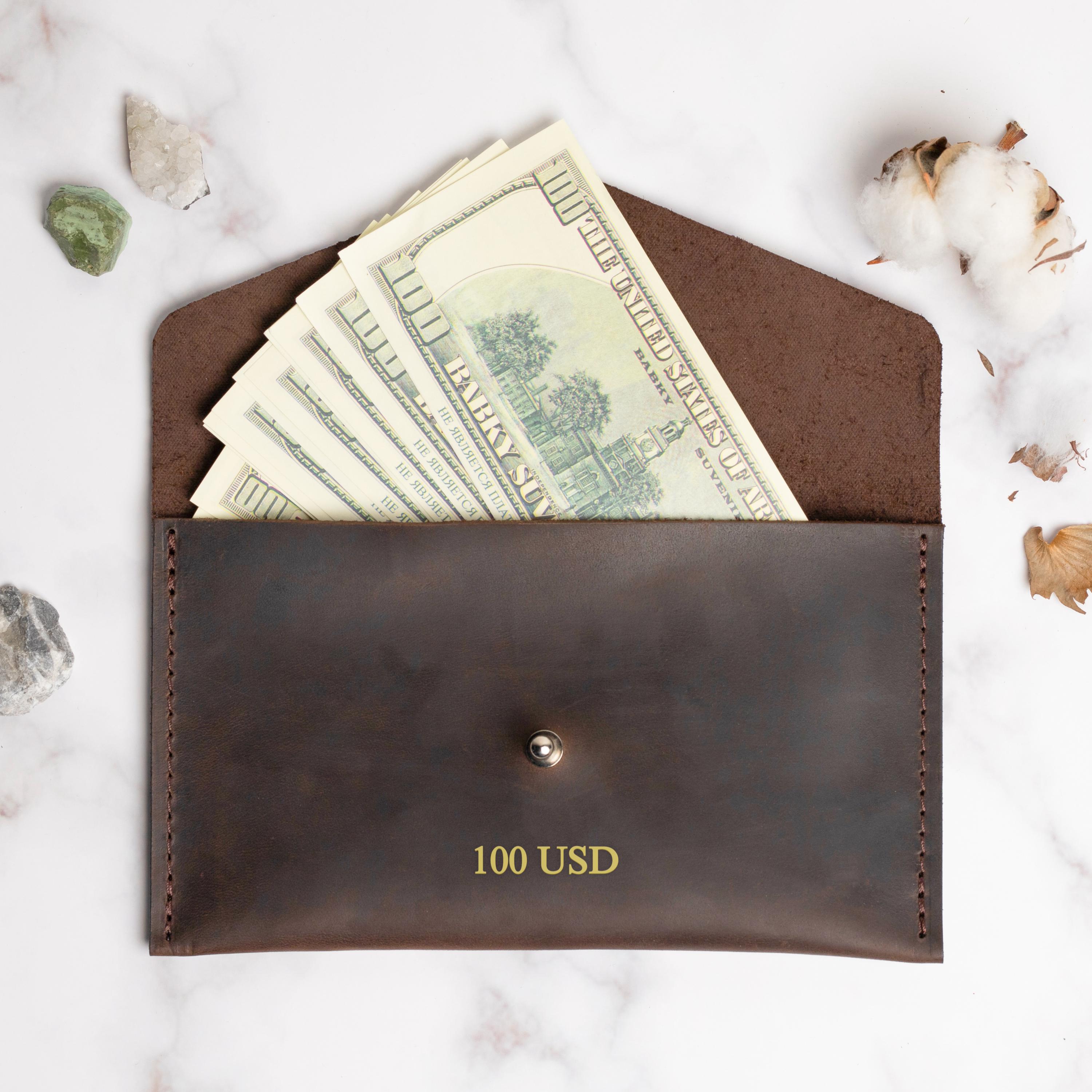 Leather Money Envelope, Cash Stuffing, Wallet Pouch for Savings ...