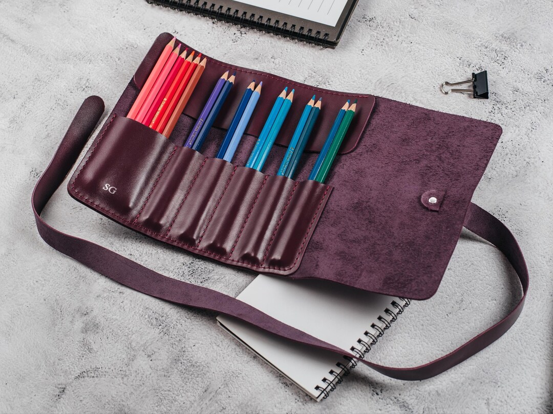 Fountain Pen Holder, Pencil Roll Holder Organizer, Personalized Leather ...