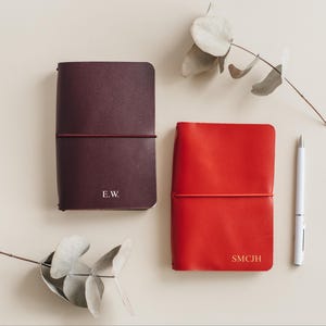 Personalized Refillable Leather Journal Cover, Red Travelers Notebook ...