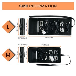 Leather Cord Organizer, Custom Embossed Cable Roll, Travel Charger ...