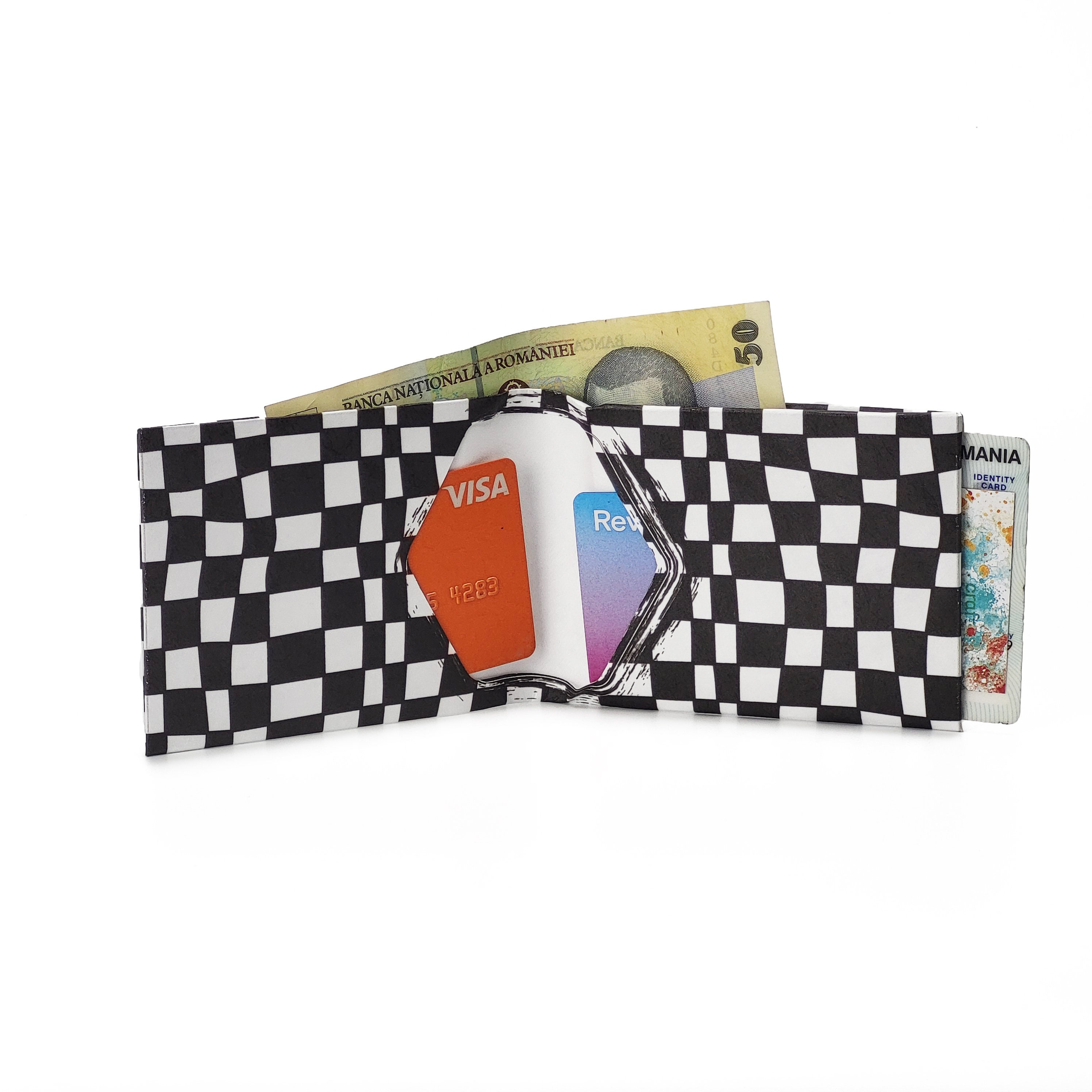 Slim Wallet Black Squares Illusion | Paper Wallet | Cool Wallet | Gift ...