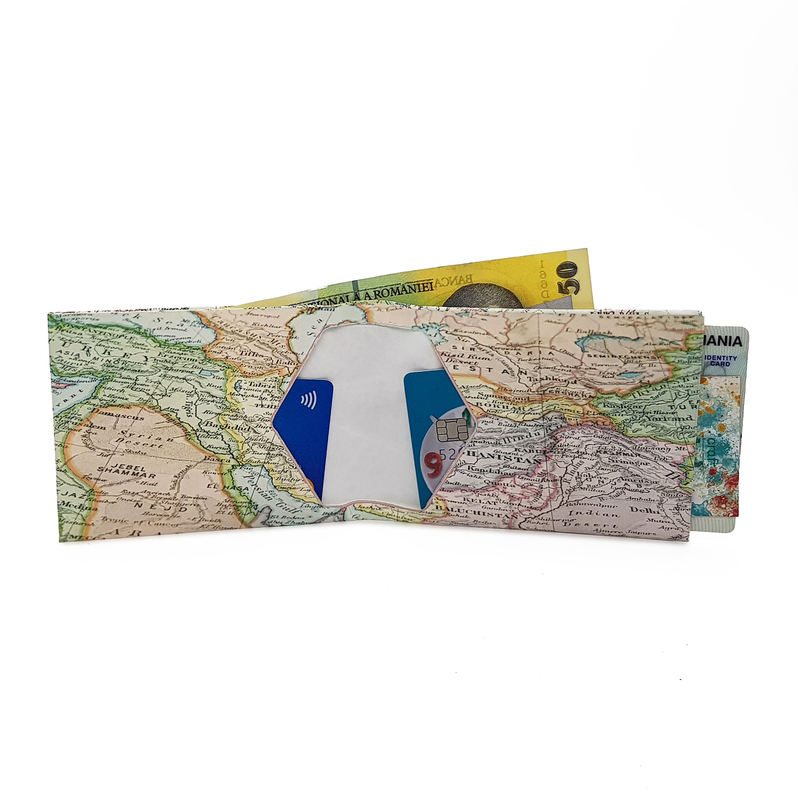 World Map Wallet | Travel Slim Wallet | Paper Wallet With Travel Map ...