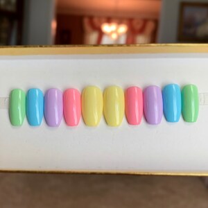 Color Pop Set 1 Bright Pastel Press on Nails Glossy or - Etsy