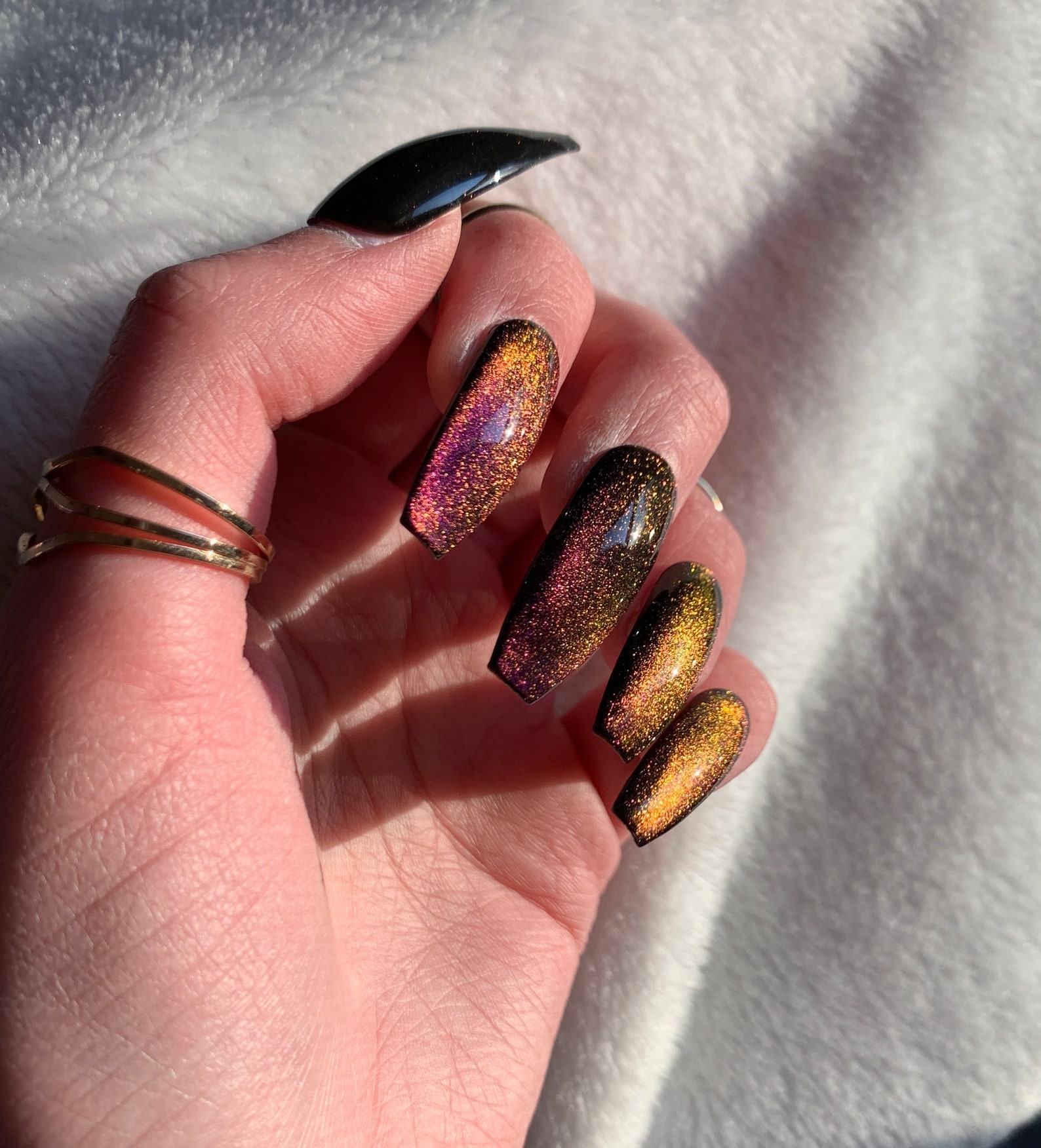 Phoenix Color Shifting Nails Pink Orange Yellow Press on - Etsy