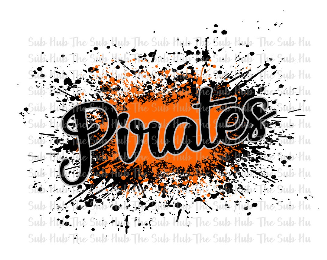 Pirates Design, Orange and Black Background, Splatter | Sublimation ...