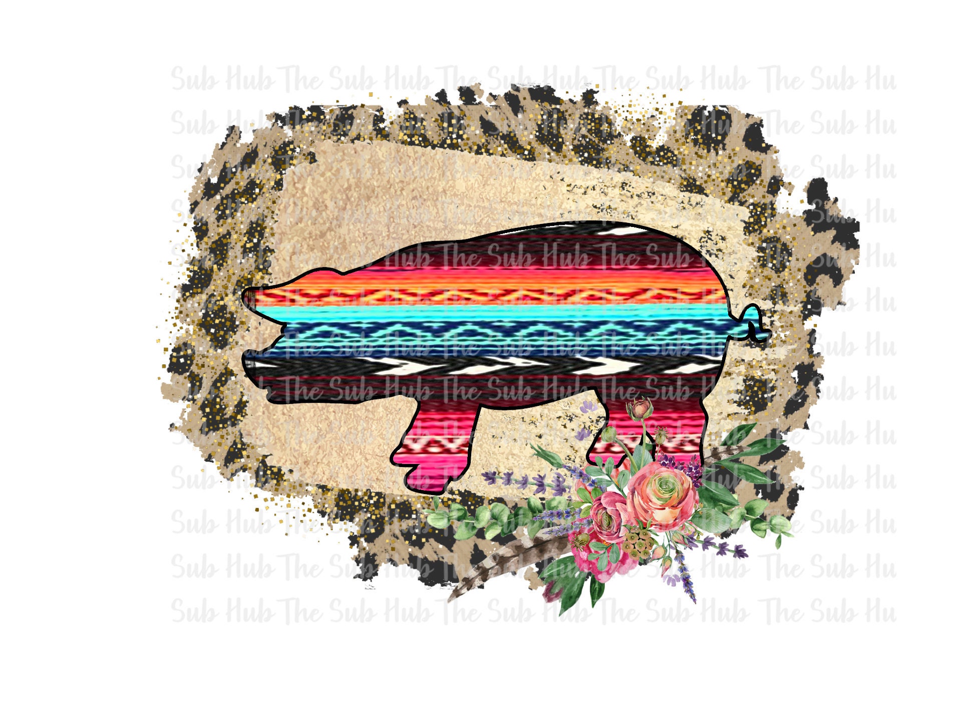 Leopard and Serape Show Pig | Ready to Press | Sublimation Transfer ...