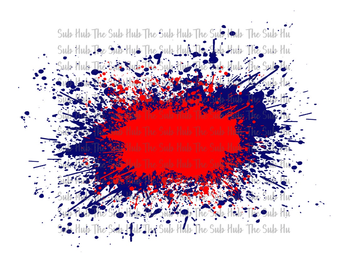 Splash Design, Blue Background, Red Splatter | Sublimation Design | PNG ...
