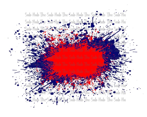 Splash Design Blue Background Red Splatter Sublimation - Etsy
