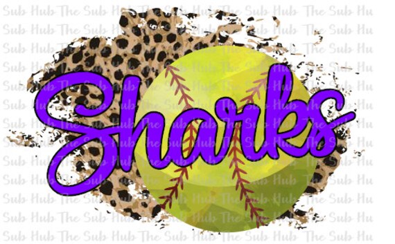 Sharks Softball Sublimation Design PNG File Digital - Etsy