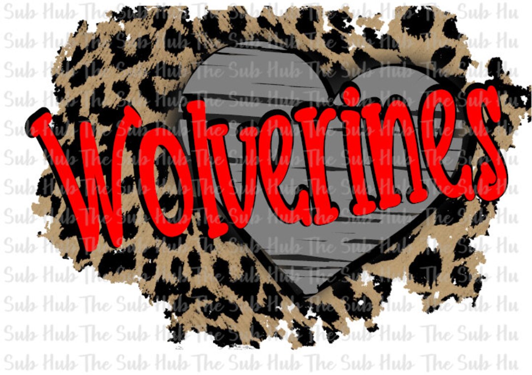 Wolverines Heart Sublimation Design PNG File Digital Download Leopard ...