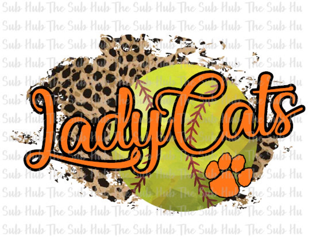 Lady Cats Softball Sublimation Design PNG File Digital Download Cheetah ...