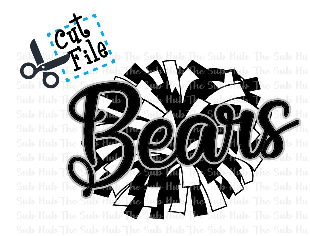 Bears Cheer SVG | Cricut |silhouette| EPS| DXF| Png | Cheerleading Pom ...