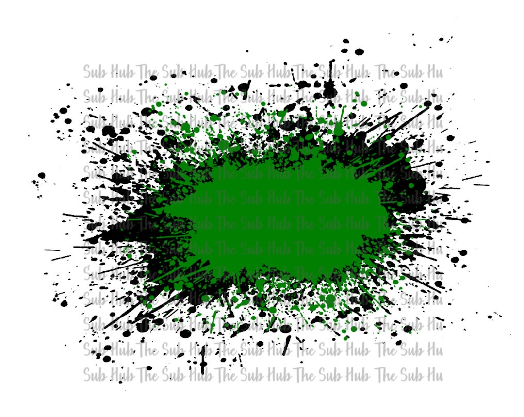 Splash Design, Black Background, Green Splatter | Sublimation Design ...