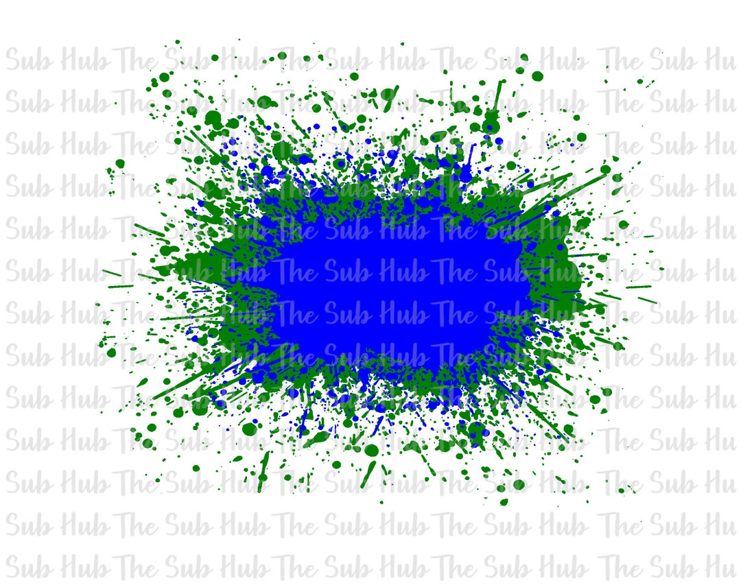 Splash Design, Blue Background, Green Splatter | Sublimation Design ...