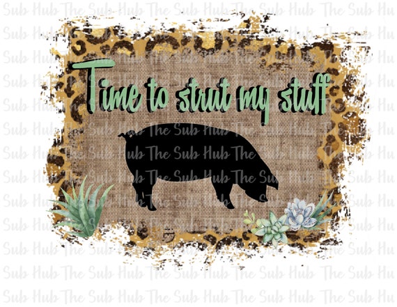 Leopard and Burlap Show Pig Ready to Press Sublimation - Etsy