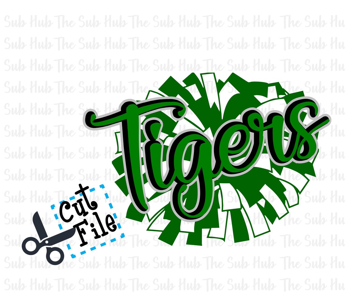 Tigers Cheer SVG | Cricut |silhouette| EPS| DXF| Png | Cheerleading Pom ...