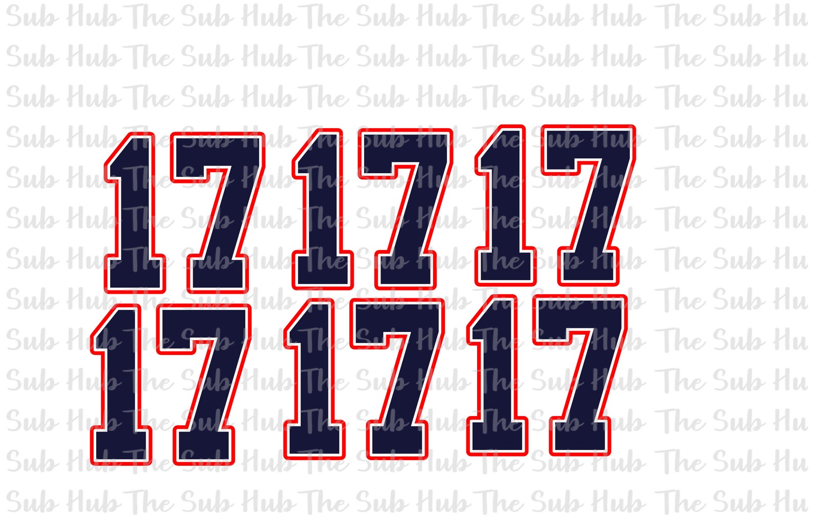 Jersey Number 17 Sublimation Design PNG File Digital | Etsy