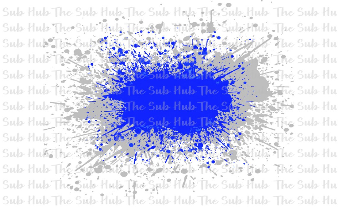 Splash Design, Blue Background, Silver Splatter | Sublimation Design ...