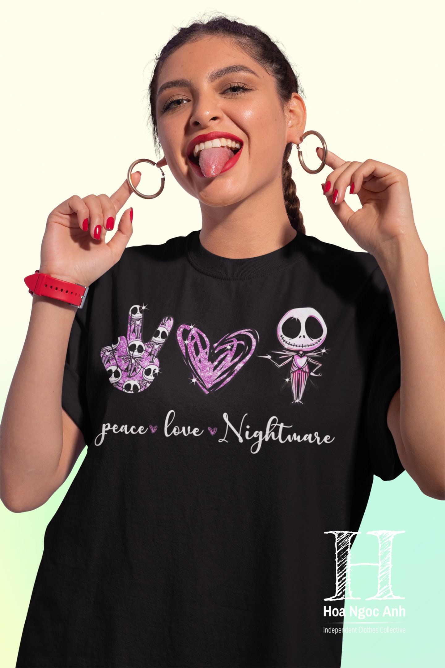 Peace Love Nightmare Jack Skellington Halloween Vinatge T-shirt ...