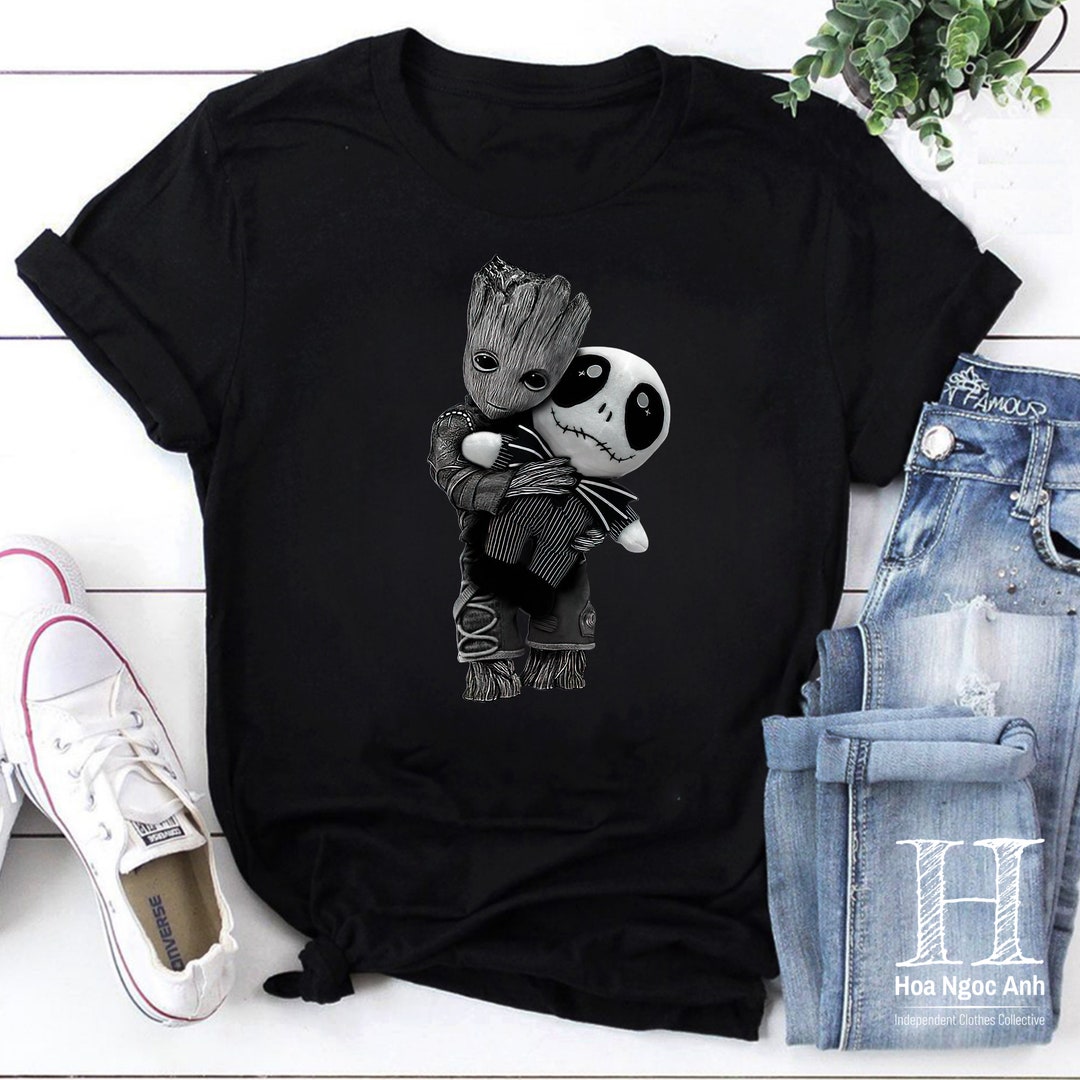 Baby Groot Hugs Jack Skellington Vintage T-shirt, Guardian of the ...