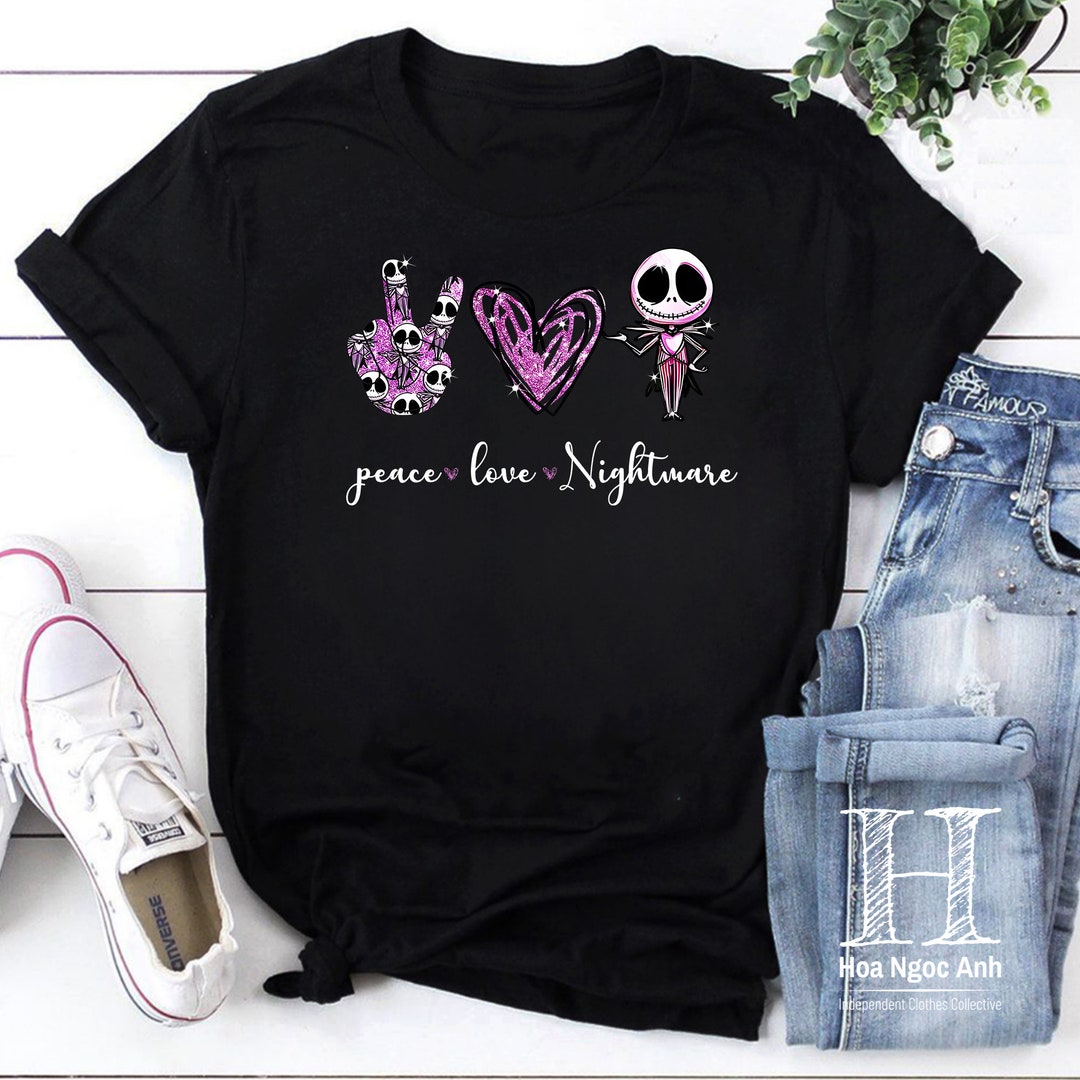 Peace Love Nightmare Jack Skellington Halloween Vinatge T-shirt ...