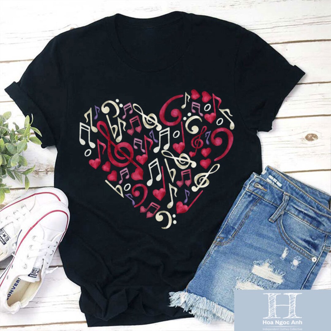 Musical Note Heart Teacher Unisex T-shirt, Student Shirt, Music Lover ...