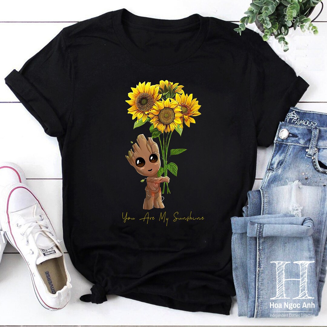 Baby Groot With Sunflower You Are My Sunshine Vintage T-shirt ...
