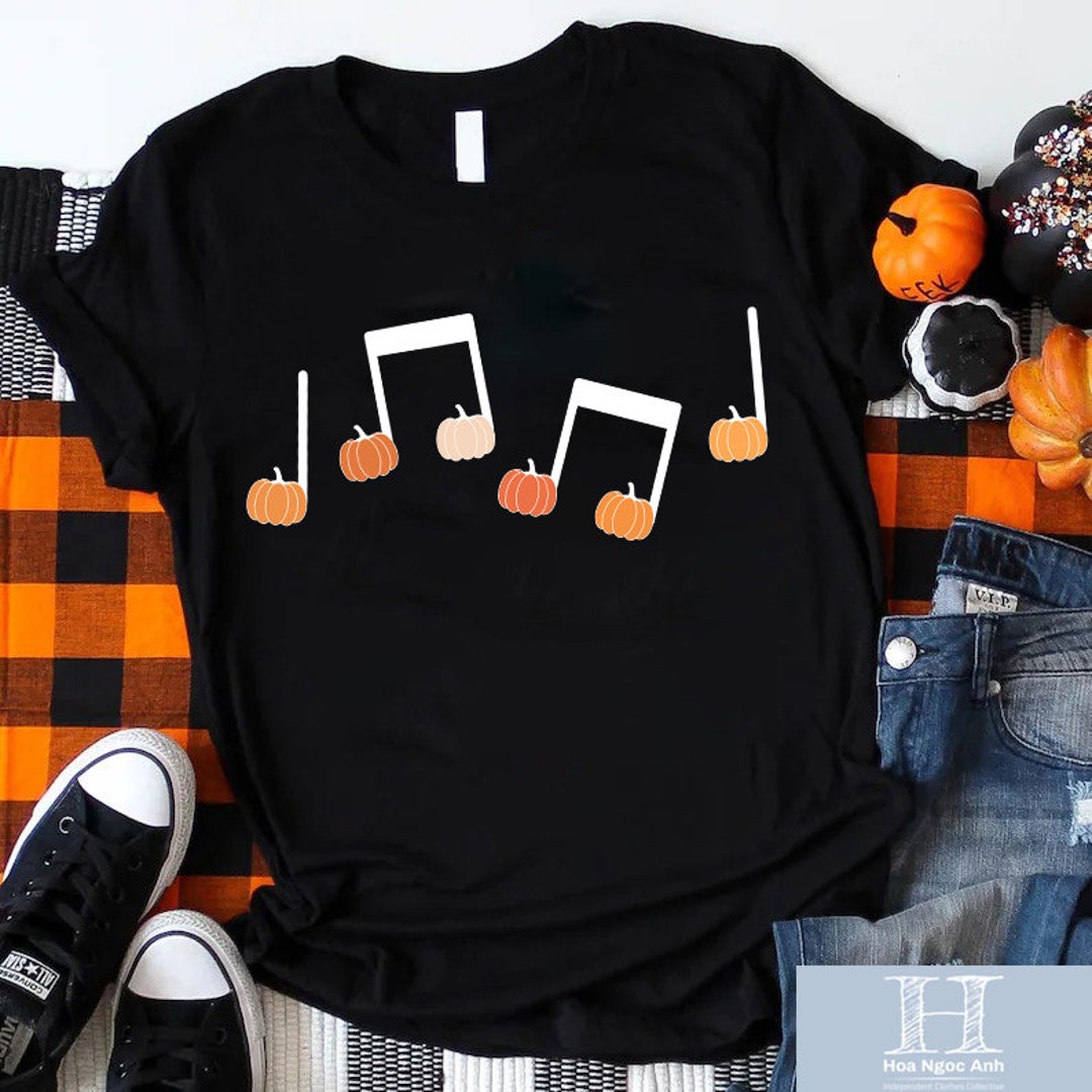 Musical Notation Halloween Pumpkin Teacher Unisex T-shirt, Teacher Gift ...