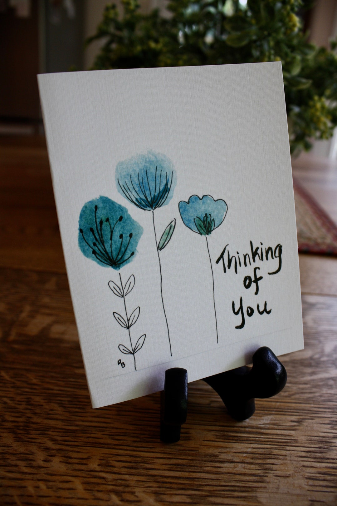 Handmade Watercolor Flower Thinking of You Greeting Card - Etsy