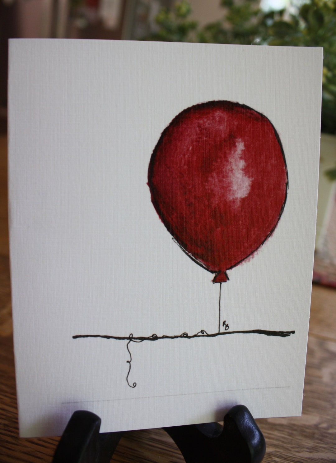 Handmade Watercolor Red Balloon Greeating Card - Etsy