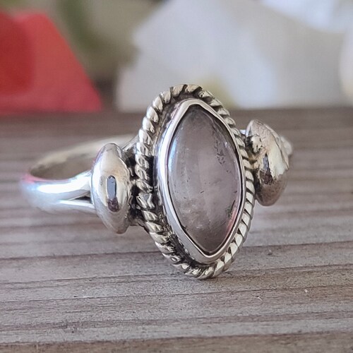 Moonstone Boho Ring Rainbow Moonstone Sterling Silver Ring - Etsy