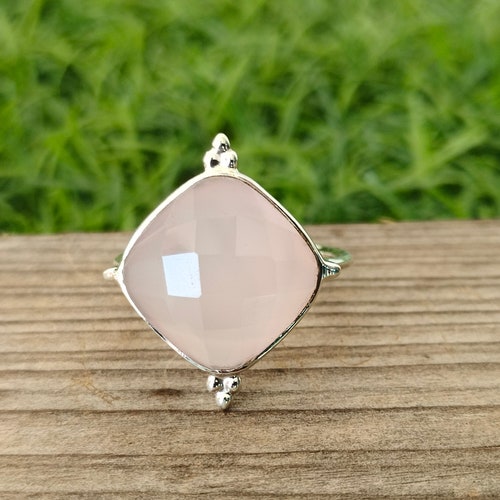 Boho Statement Ring Rose Quartz Sterling Silver Ring Hand - Etsy