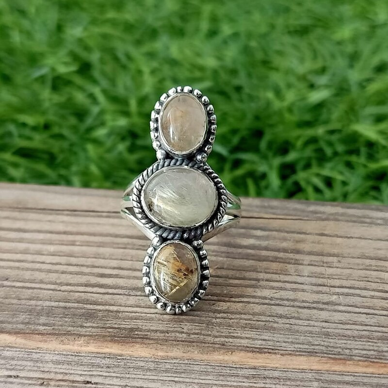 Triple Stone Ring - Etsy