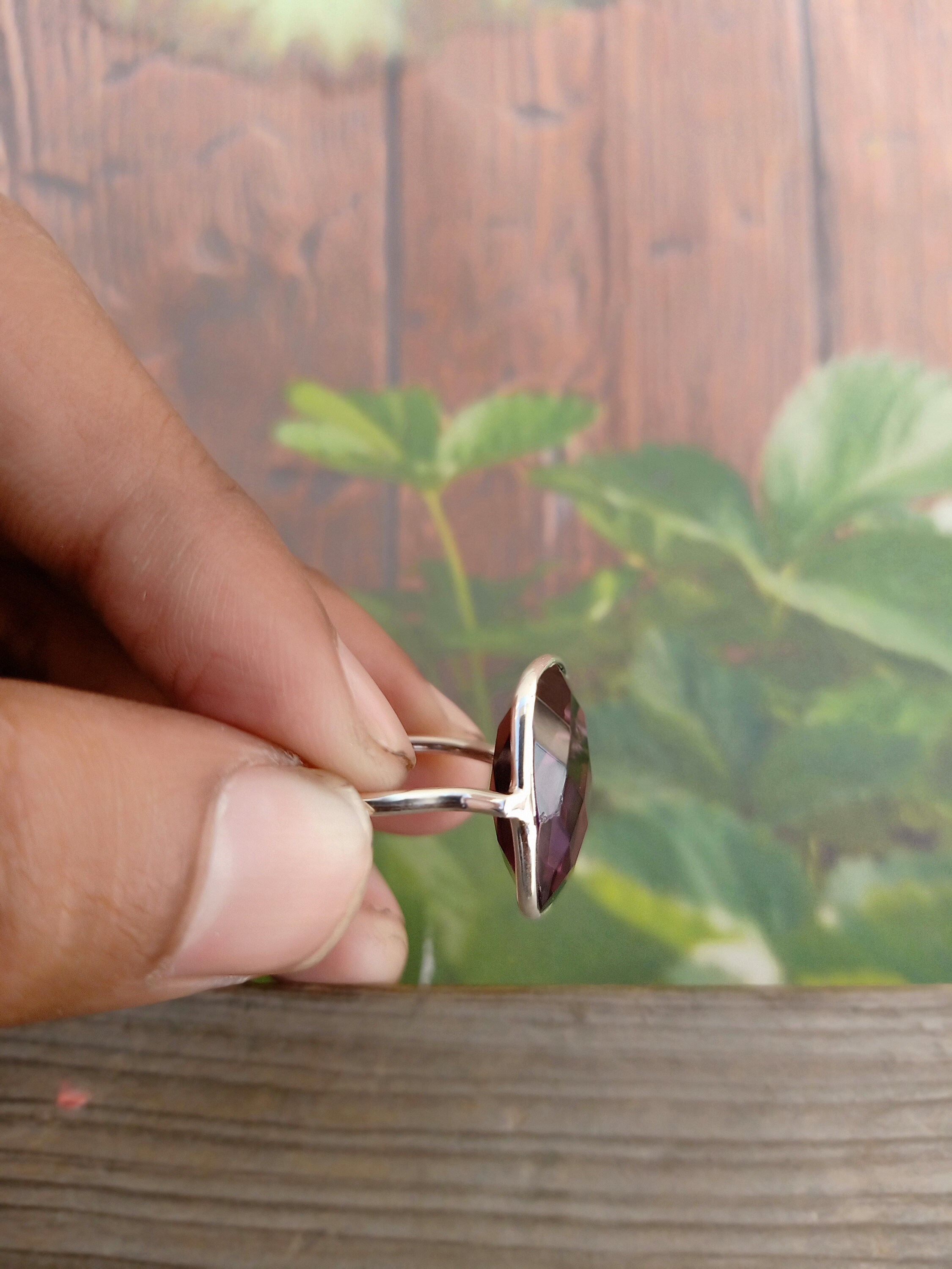 Boho Statement Ring Amethyst Sterling Silver Ring Hand | Etsy
