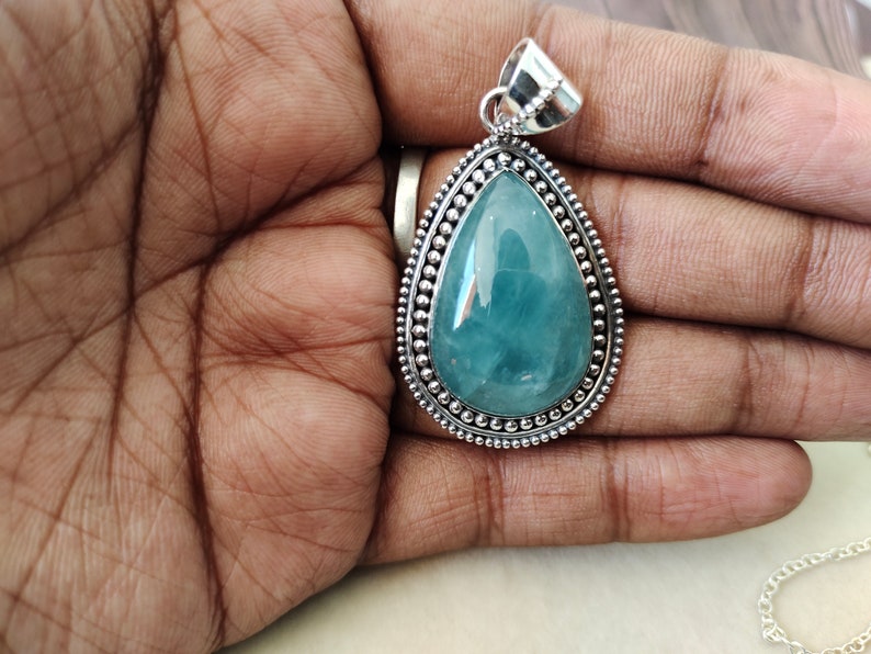 Amazonite Pendant in Solid 925-sterling Silver Gorgeous - Etsy